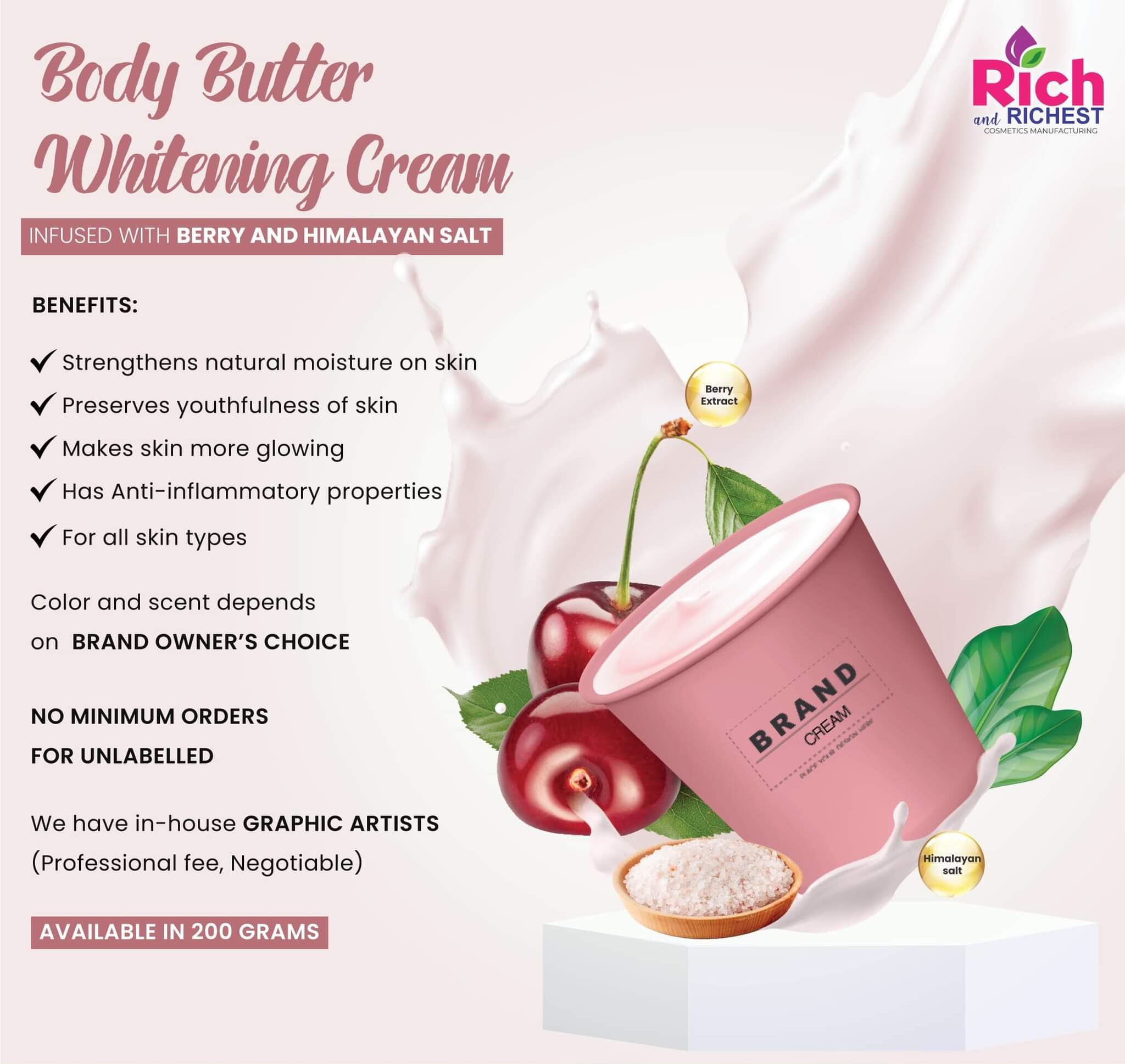 Rich and Richest Body Butter Whitening Cream Infused With Berry and ...