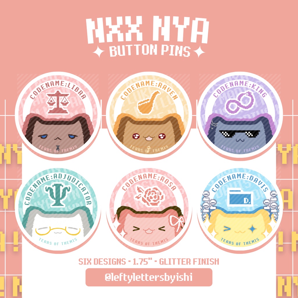 ]7NNXX NYA!~ Tears of Themis Glitter Button Pin (Fan-made Merch ...