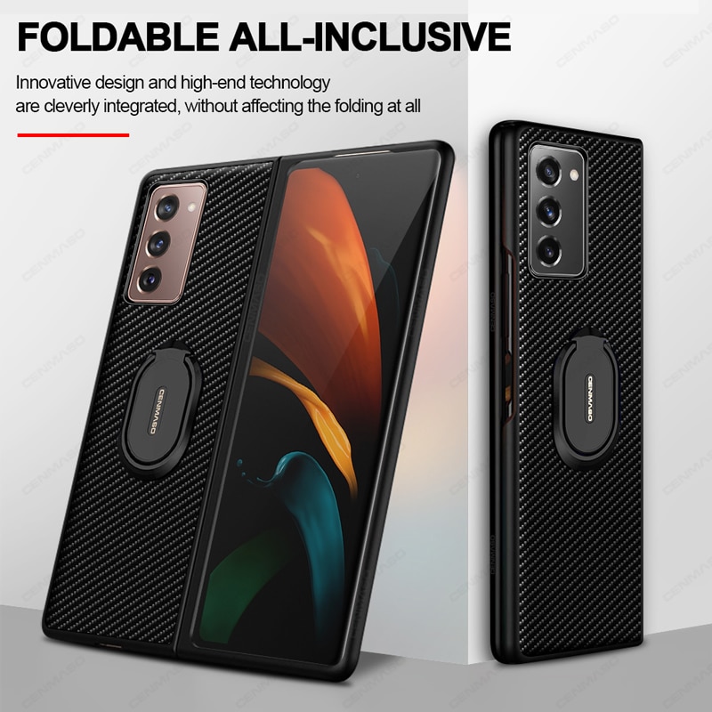 For Samsung Galaxy Z Fold 2 Case Luxury Carbon Fiber Texture Leather ...