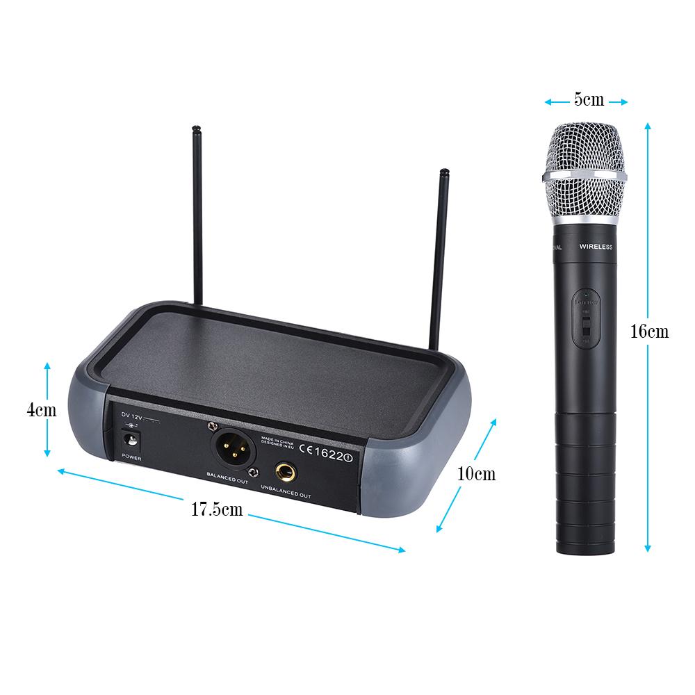 ammoon Dual Channel VHF Wireless Handheld Microphone System with Echo ...