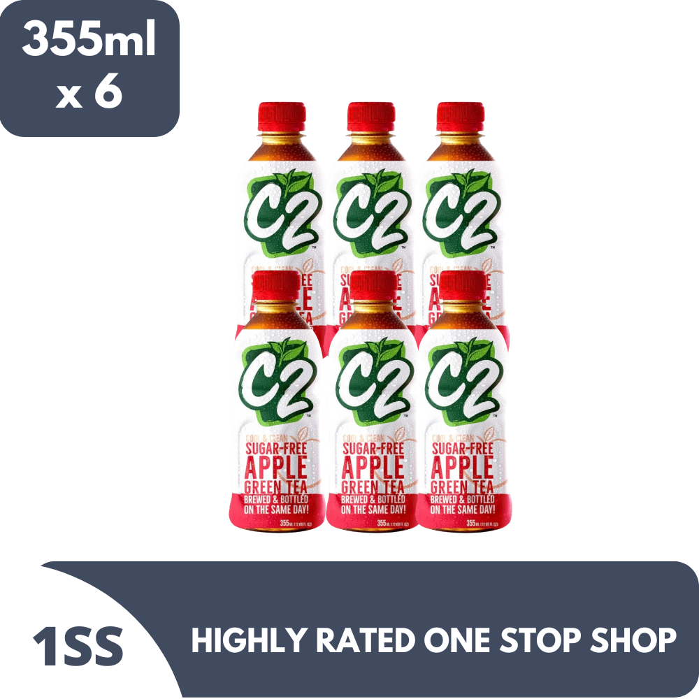 C2 Cool & Clean Sugar Free Apple Green Tea 355ml x 6 | Lazada PH