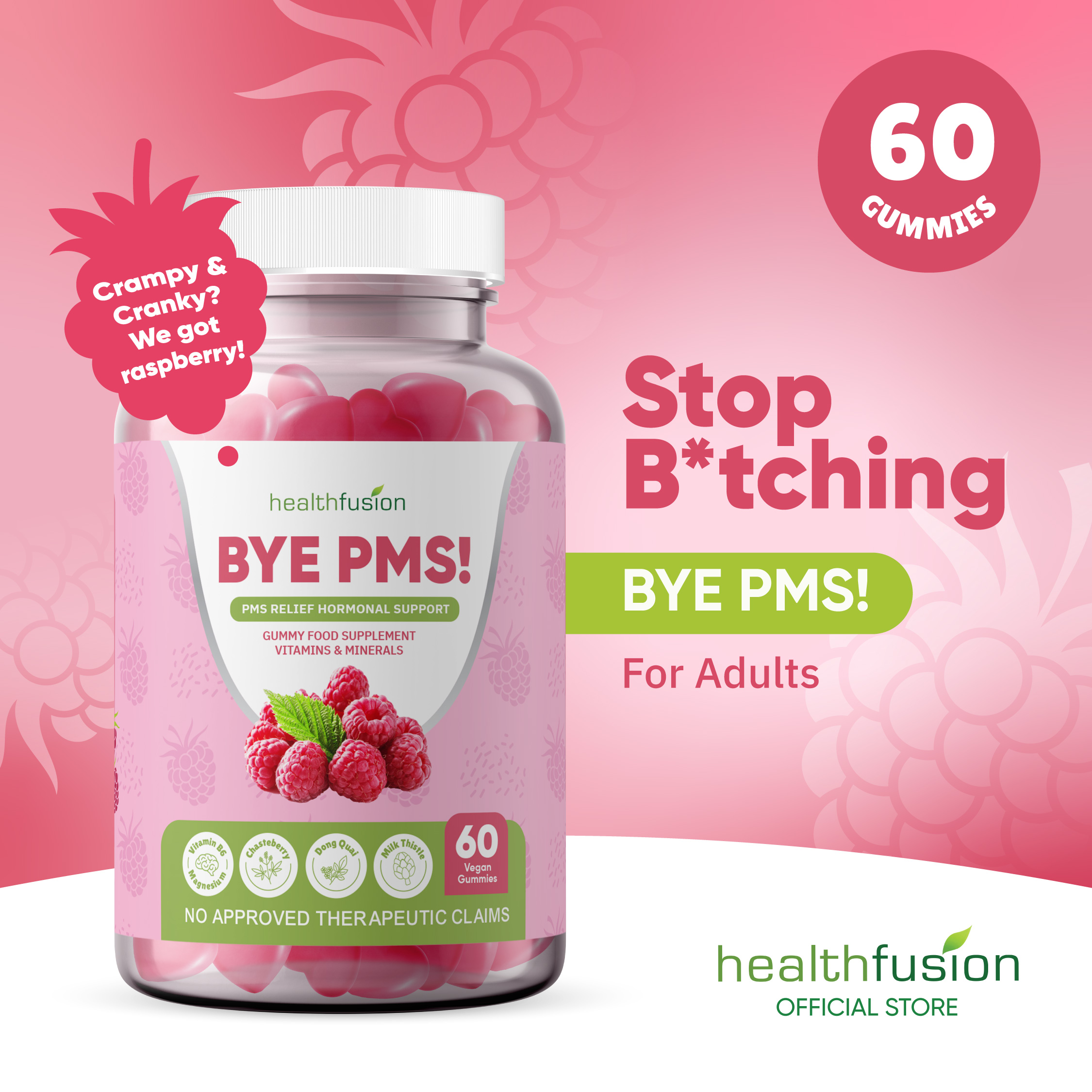 Health Fusion Bye, PMS! PMS Relief Hormonal Support Gummy Food ...