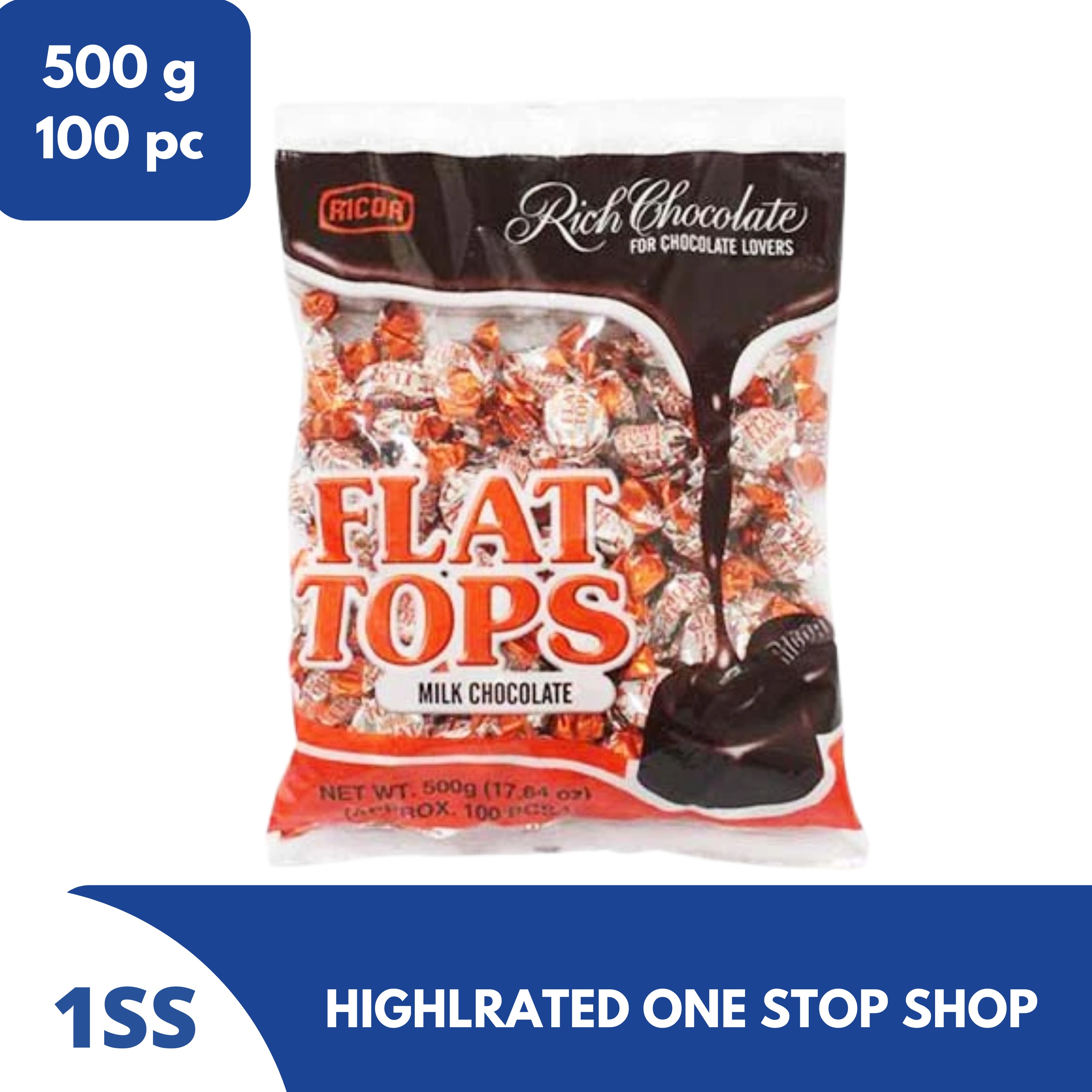 Ricoa Flat Tops Milk Chocolate 100 pc, 500g | Lazada PH