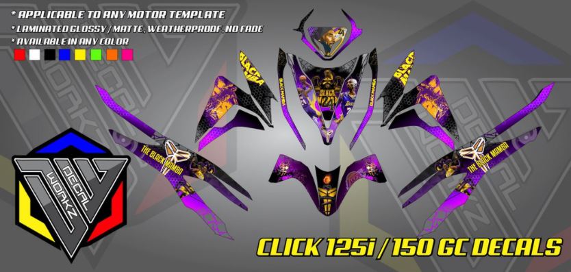 Honda Click v2 125i / 150 GC BLACK MAMBA VIOLET DECALS | Lazada PH