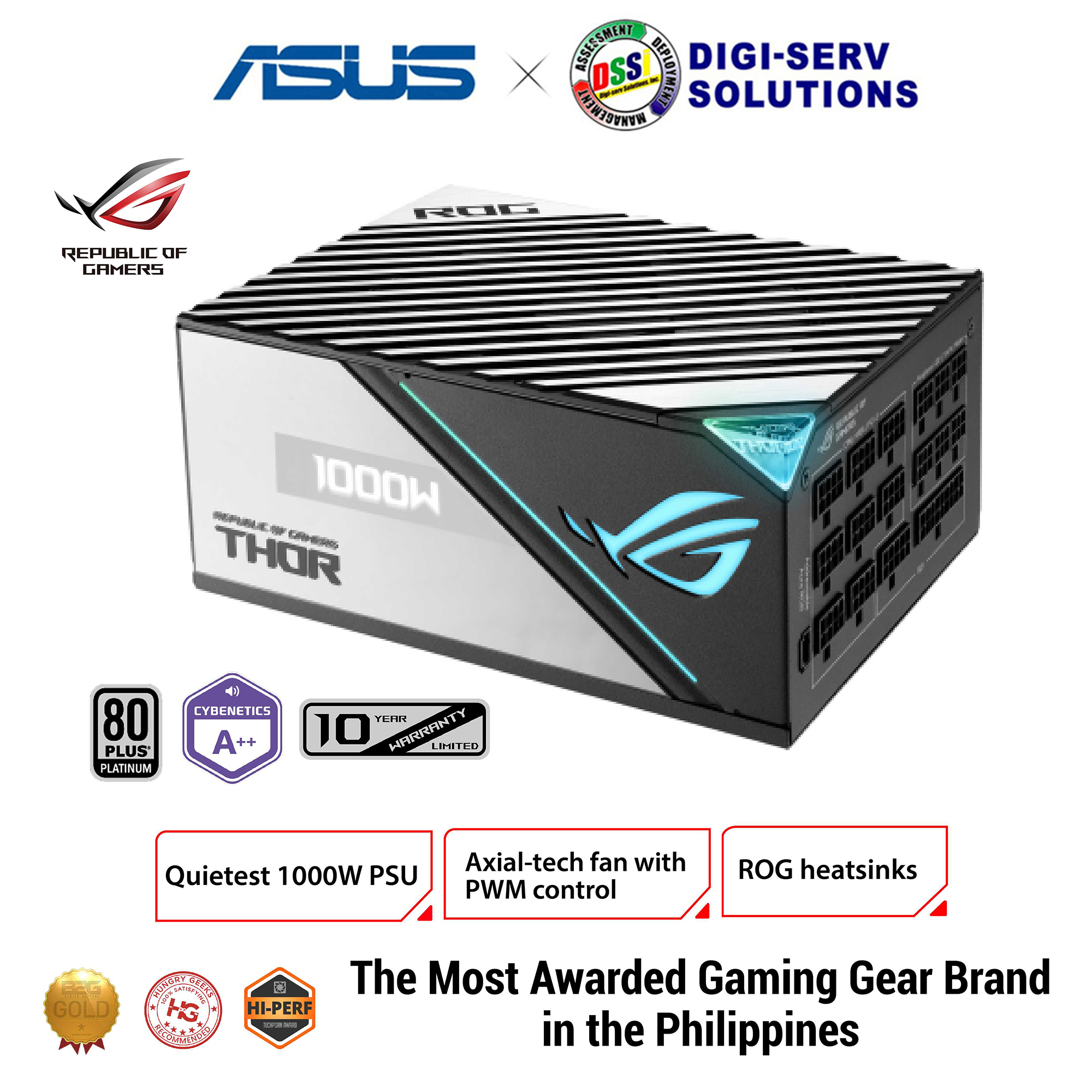 ROG 1000W Platinum II Power Supply (ROG--1000P2-GAMING), 80Plus ...