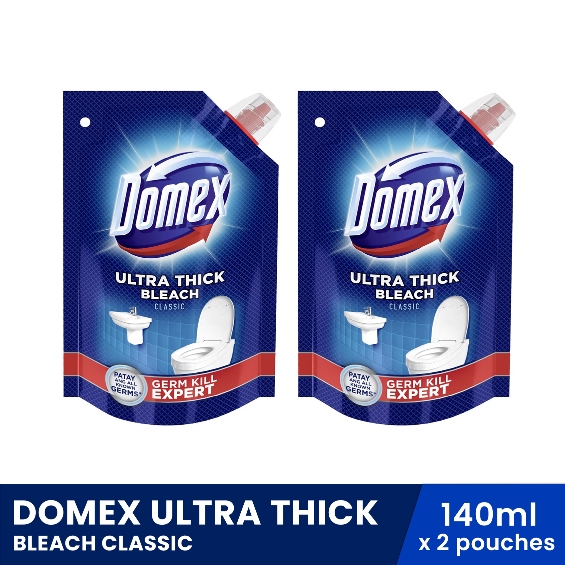 DOMEX Ultra Thick Bleach Classic 140ml x 2 pouches, all around home ...