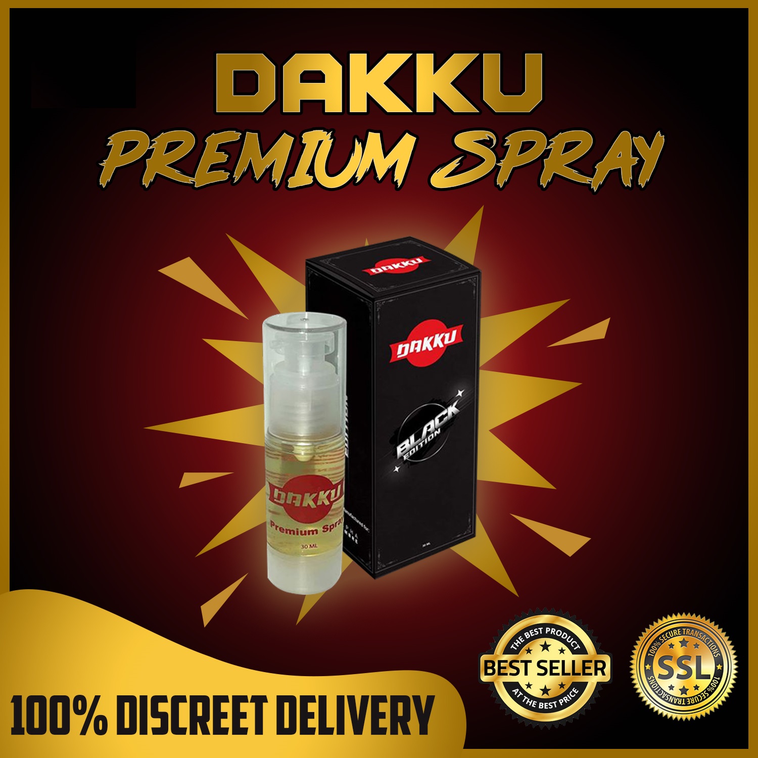 Original Dakku Black Premium Spray (Penis-Enlarger, Discreet Packaging ...