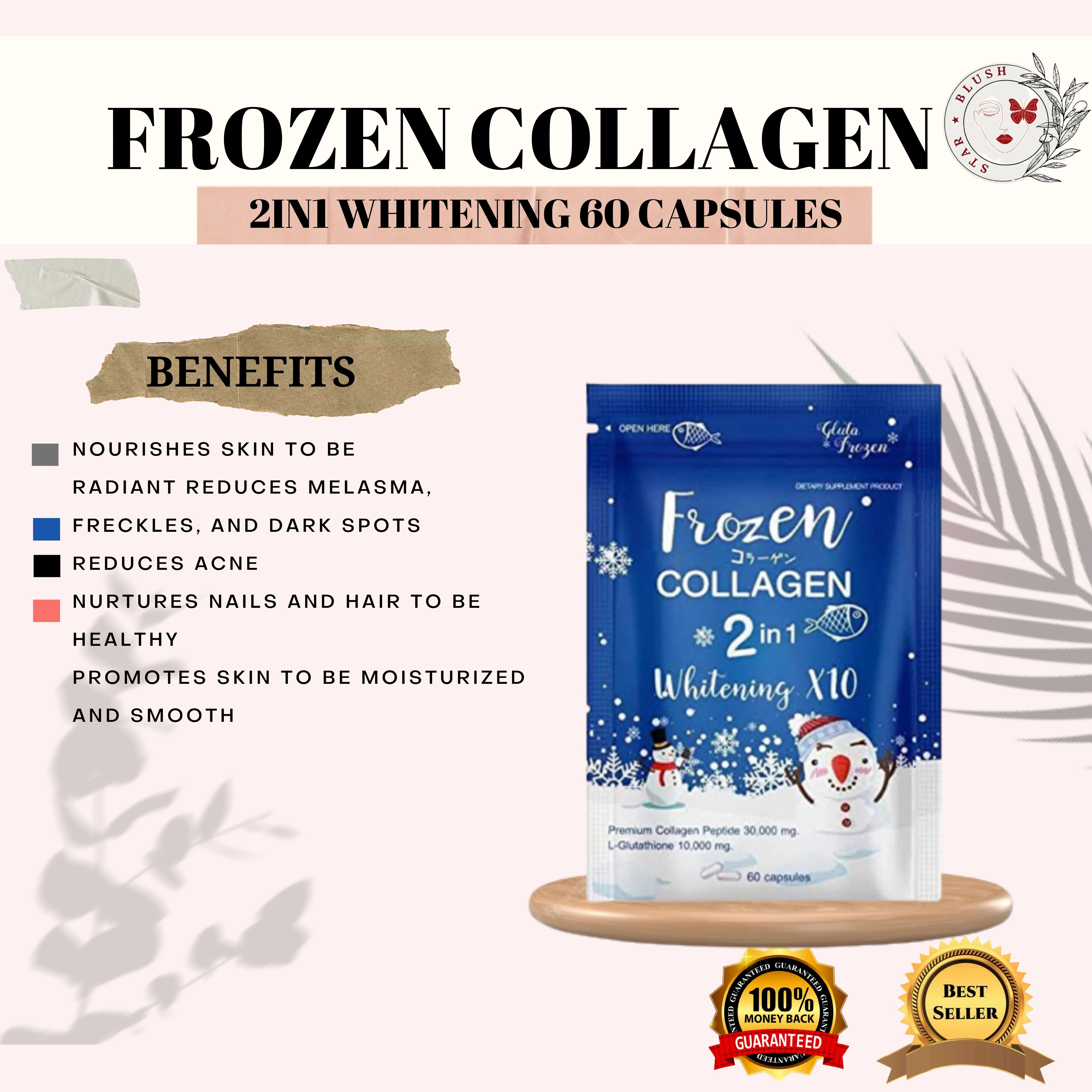Frozen Collagen 2 in 1(60 Capsules)10x Whitening Supplement With ...