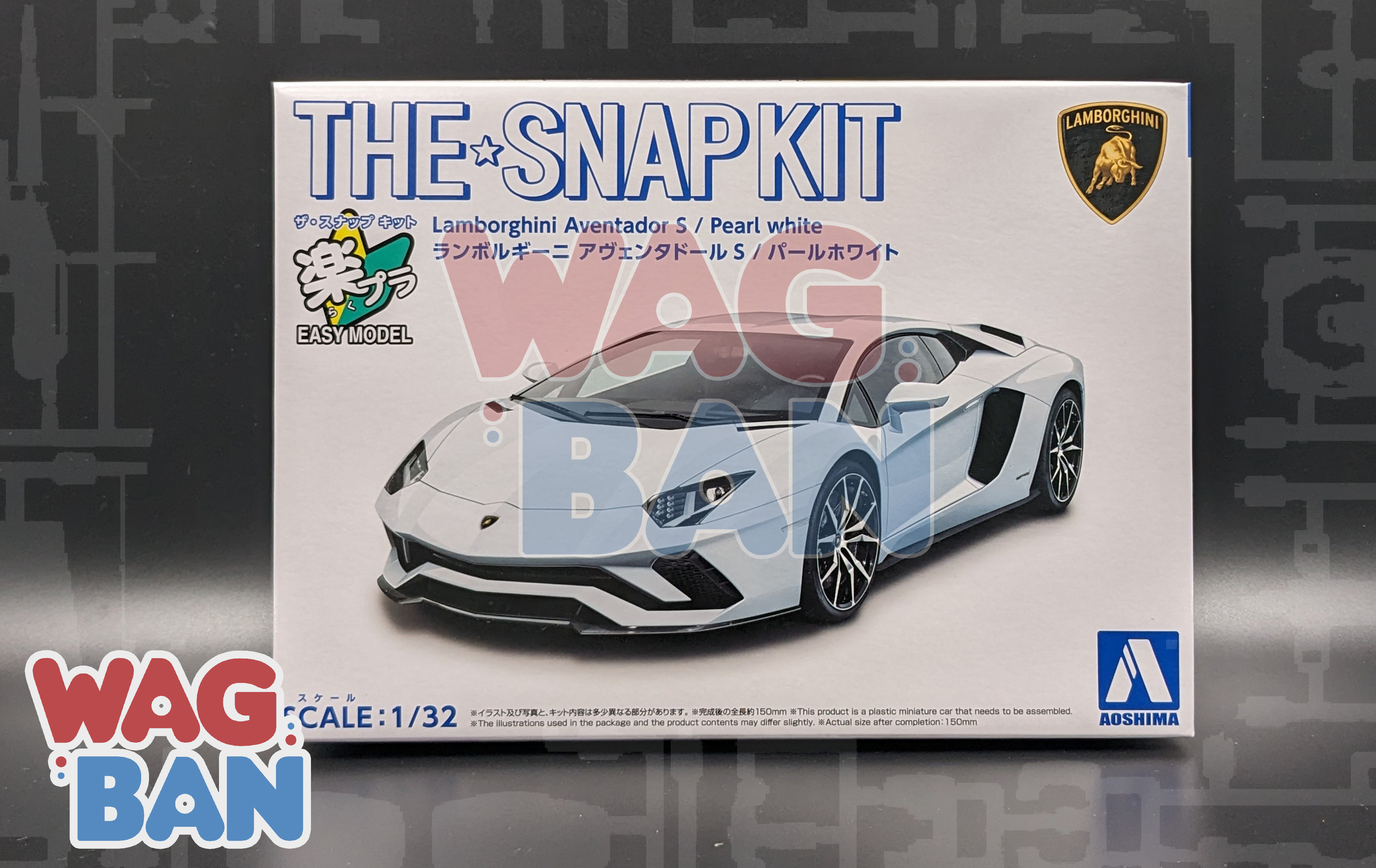 Aoshima 1/32 Aventador S (Pearl White) The Snap Kit Car Plastic Model ...
