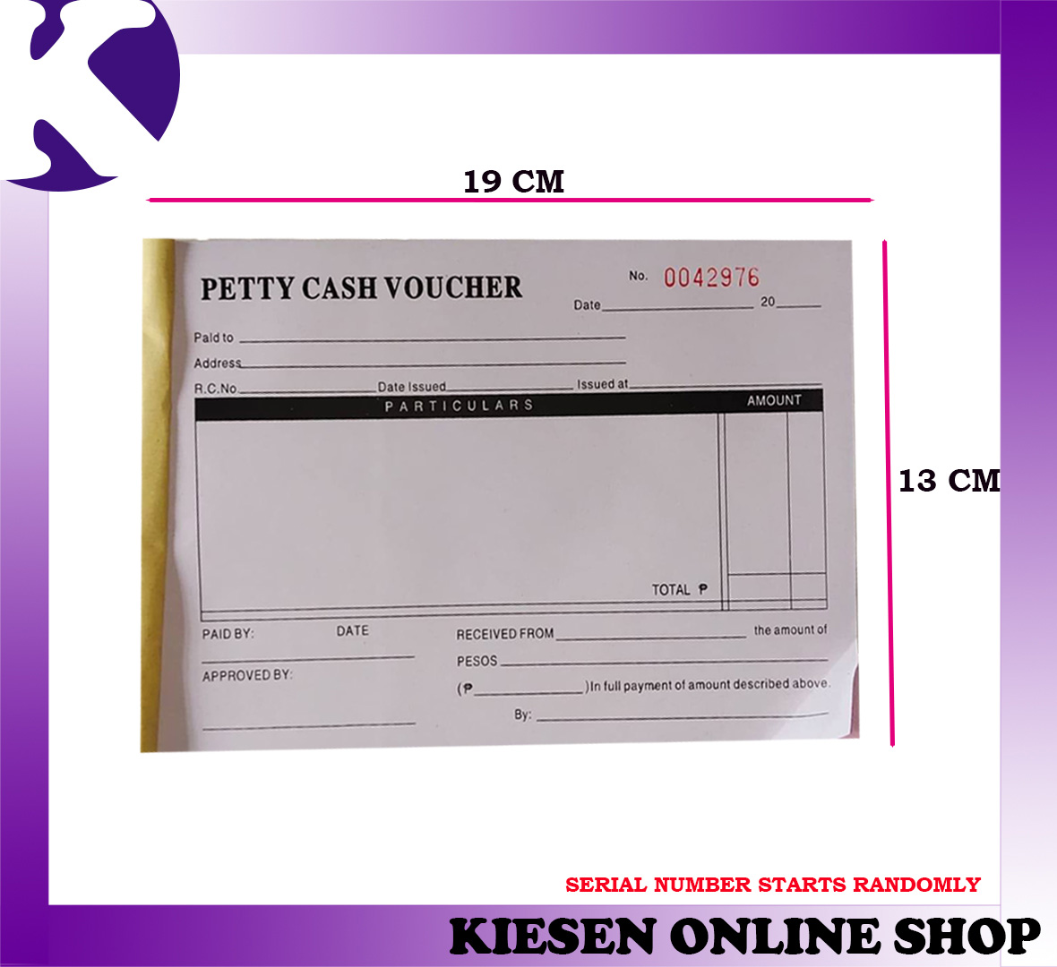 Carbonized Petty Cash voucher carbonized 2 Ply Landscape (1-100 booklet ...