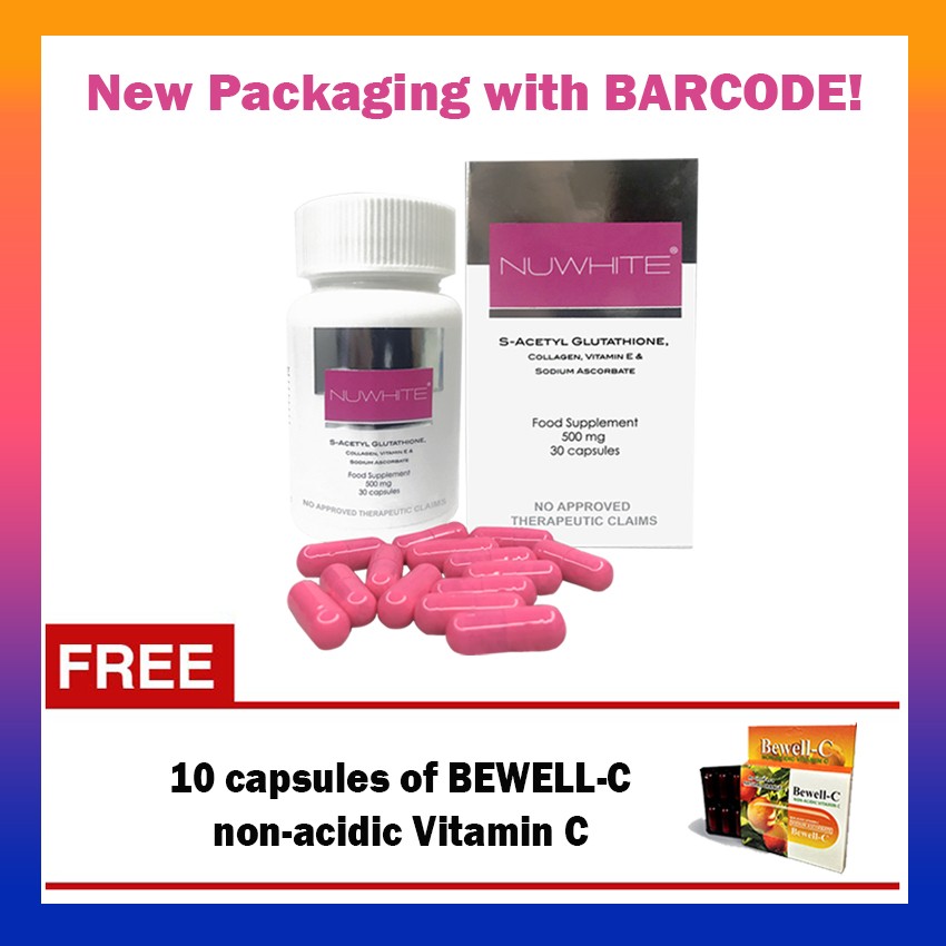 Authentic PREMIUM NUWhite Glutathione 30 capsules. NU White with FREE ...