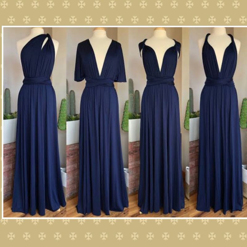 NAVY BLUE INFINITY BRIDESMAID MAID OF HONOR ENTOURAGE WEDDING DRESS ...