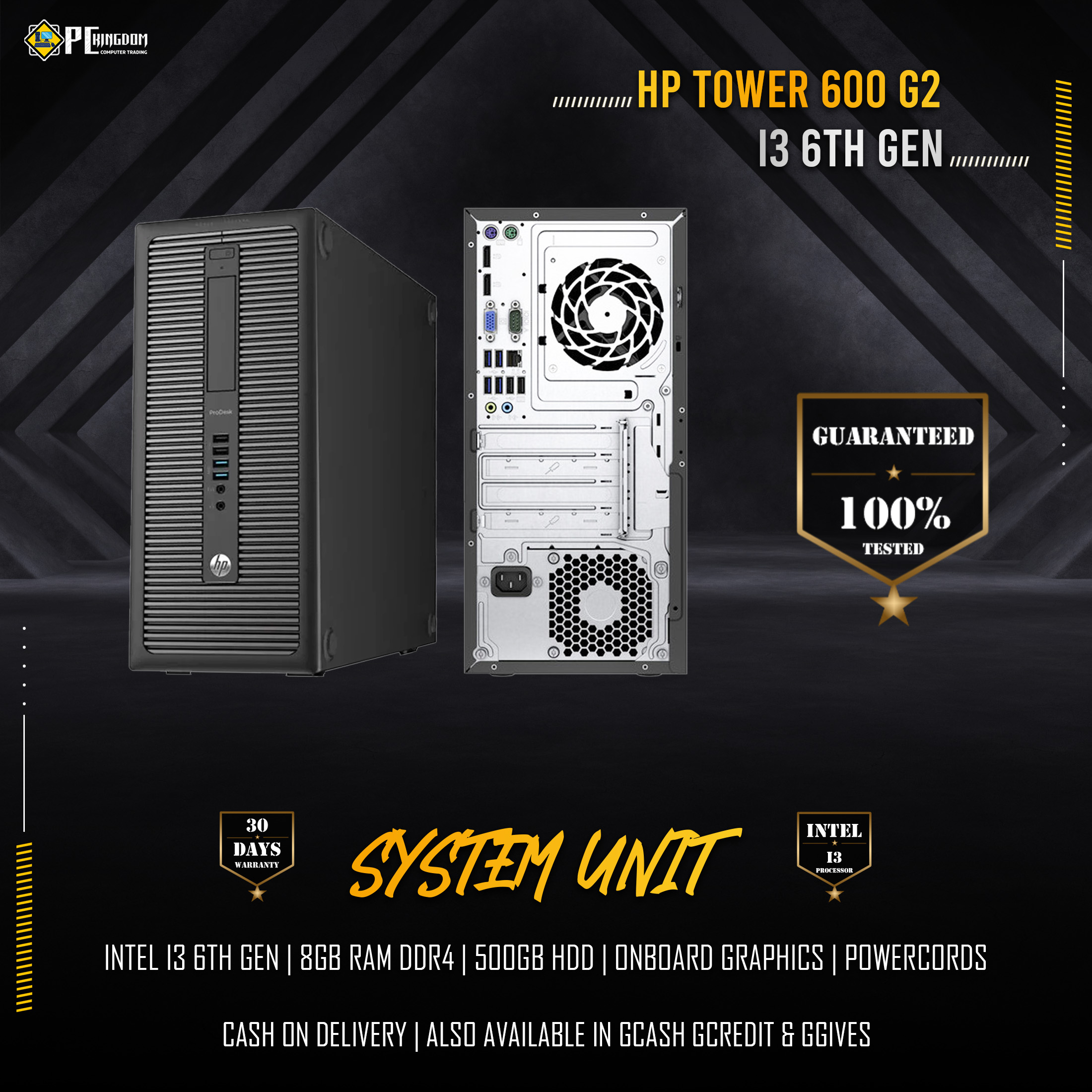 CPU i3 6th gen HP TOWER 600 G2 8GB DDR4 500GB HDD INTEL GRAPHICS with ...
