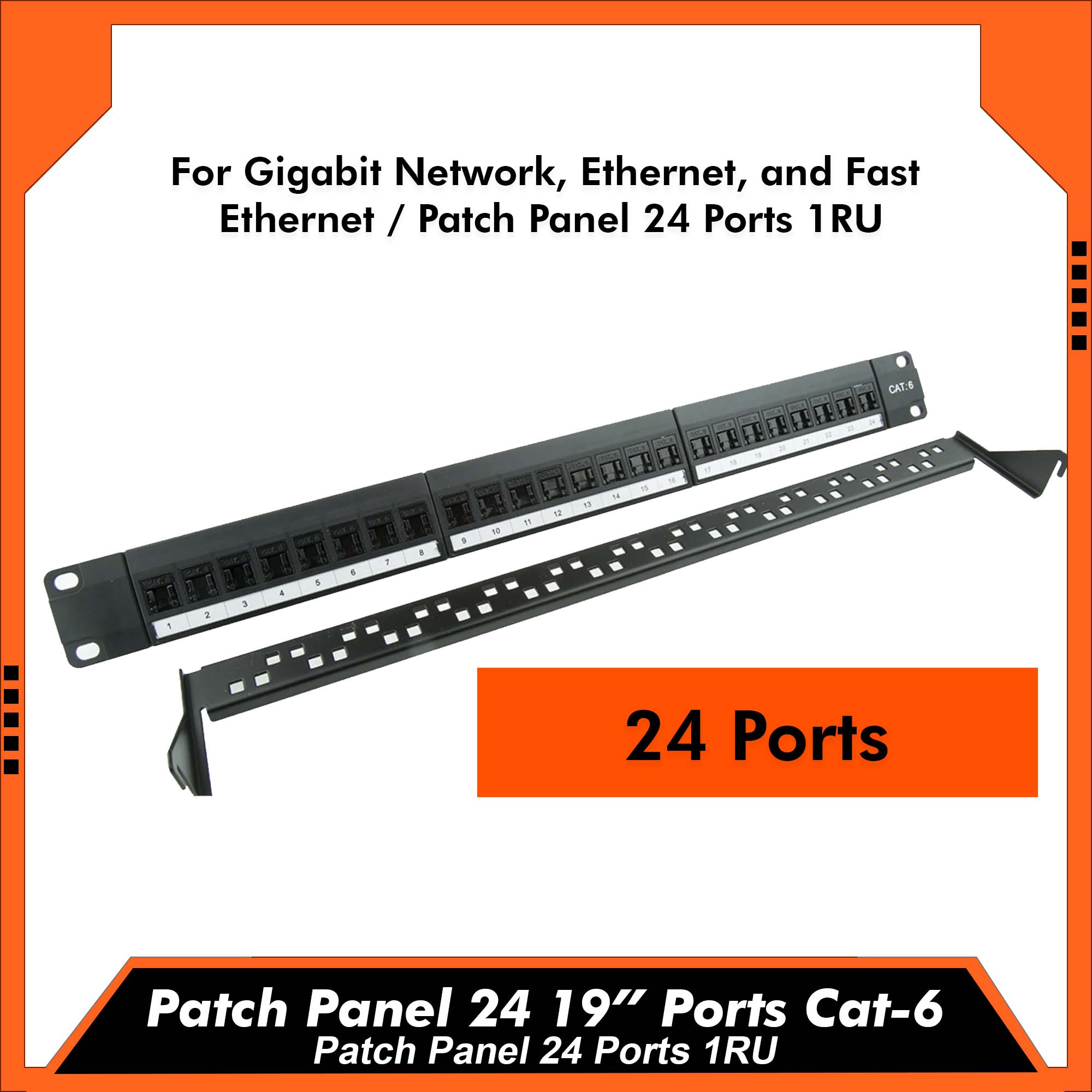 Patch Panel 24 Ports│19inches│Cat6│For Gigabit Network, Ethernet, and ...