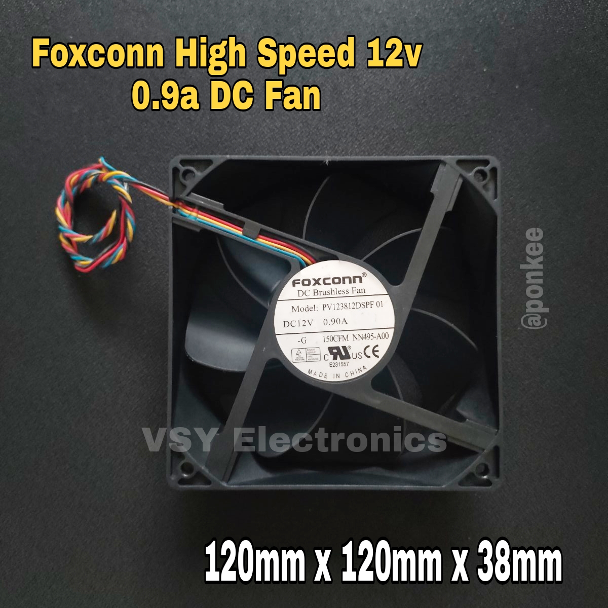 Original Foxconn High Speed 12v 0.9a DC Fan 120mm x 120mm x 38mm Blower ...