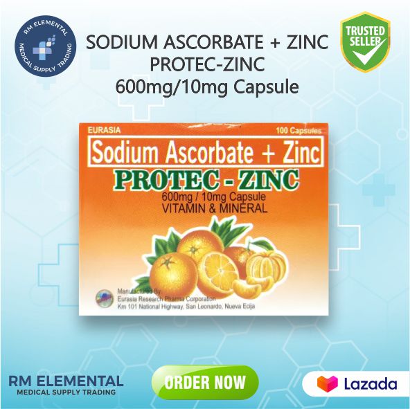 PROTEC-ZINC Sodium Ascorbate + Zinc 600mg/10mg VITAMIN & MINERALS ...