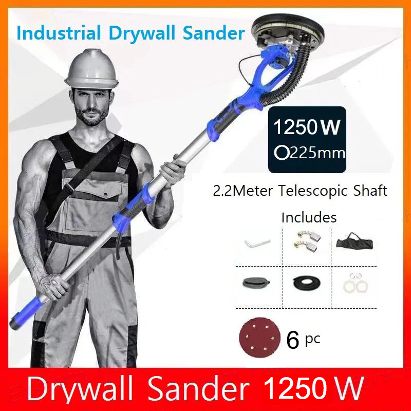 750W Drywall Sander 2.2 Meter Telescopic Shaft Industrial Tool One Year ...