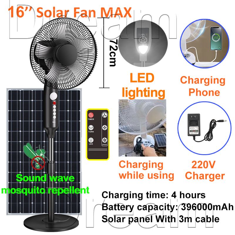 Prevent mosquitoes Solar fan stand or desk fan wall fan with variable ...