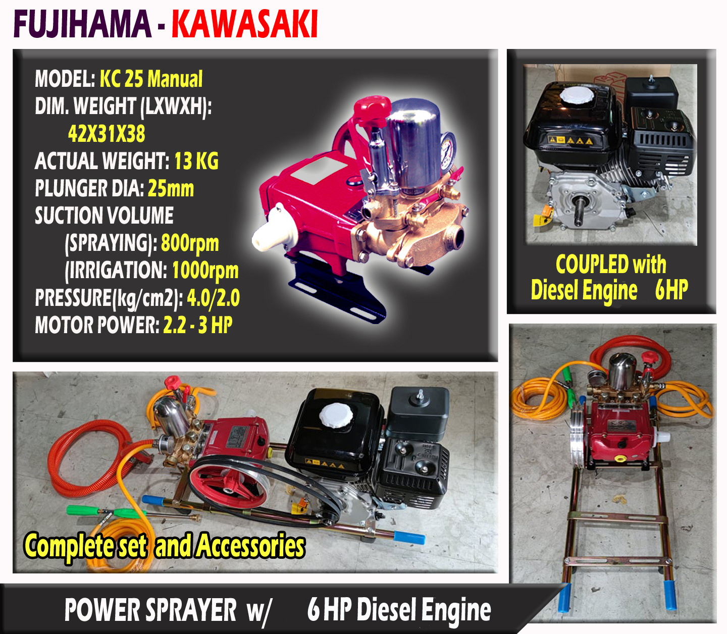 Power Sprayer KC25M 1.5HP (MANUAL) coupled with DIESEL ENGINE | Lazada PH