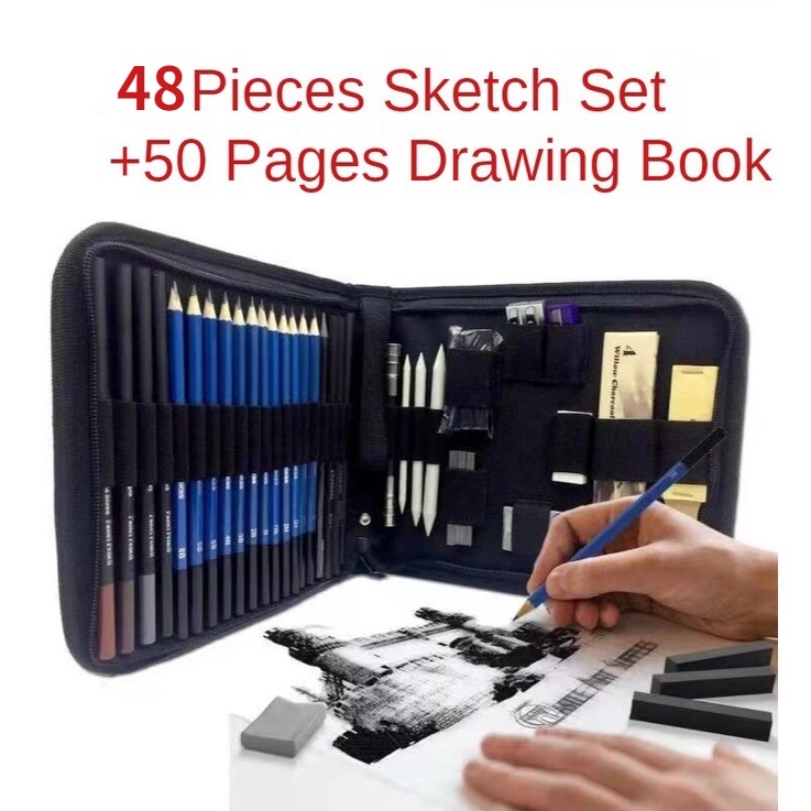 [with warranty&COD] 48Pcs H&B Sketching Pencils Drawing and Sketch Kit ...