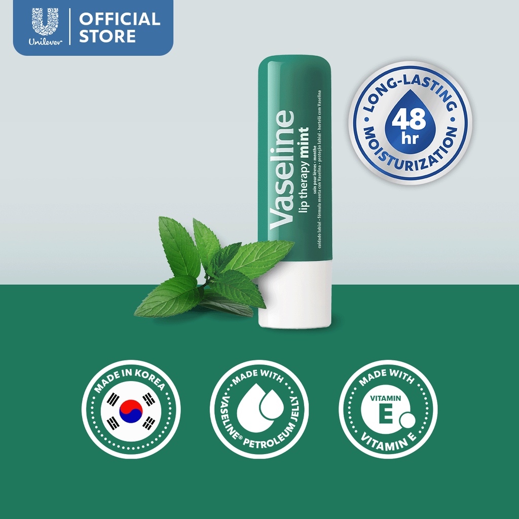 Vaseline Lip Therapy Mint Lip Balm Stick With Petroleum Jelly 4.8G ...