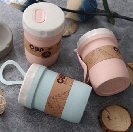 Portable Soup Cup with Lid Wheat Straw Plastic Breakfast Cup ...