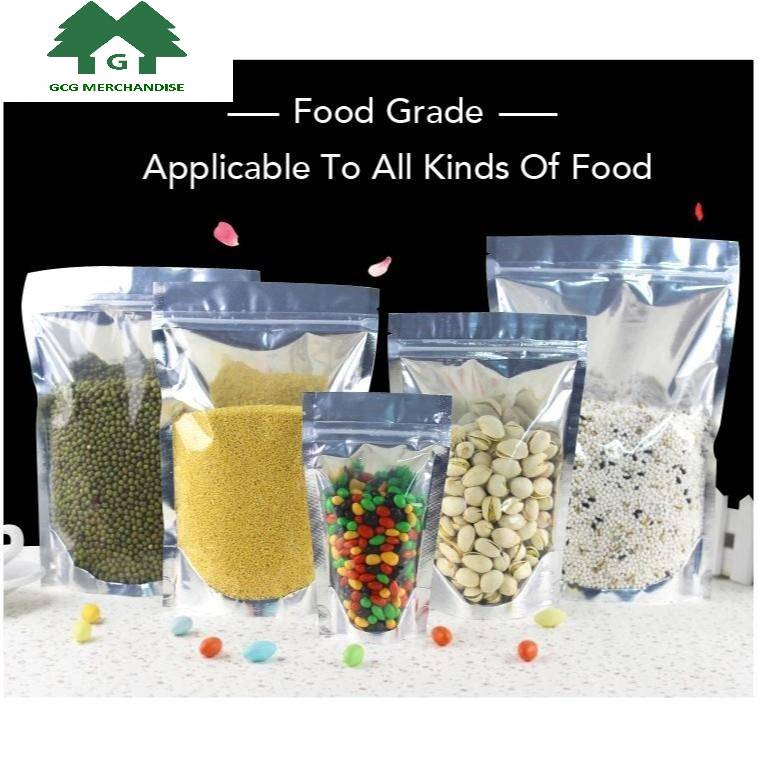 50-100 pcs Half Silver-Half Clear Stand Up Pouch with ZipLock Packaging ...