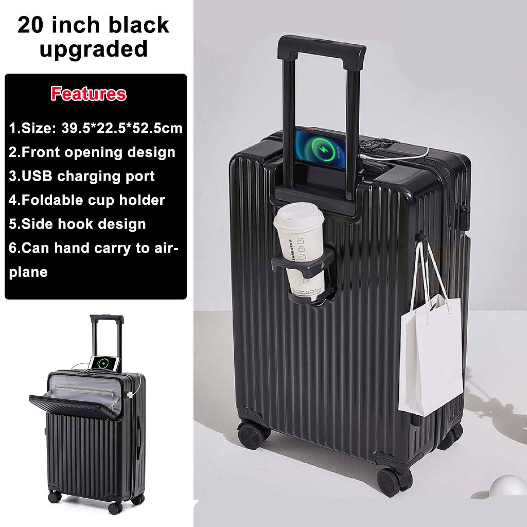 Lightweight Suitcase Luggage 20/24/28 Inch USB Rechargeable Travel ...