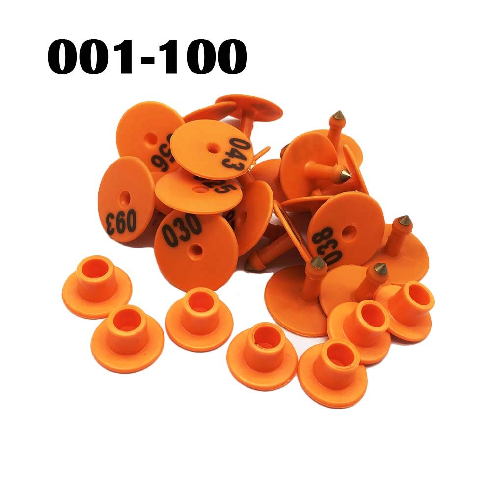 100Pcs Pig Ear Tags Round Plastic Livestock Ear Tag 1-100 Number ...