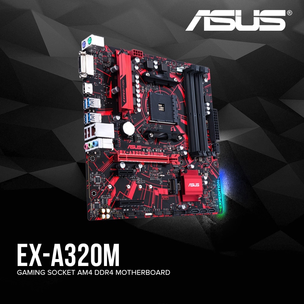 Asus EX A320M Gaming Motherboard Socket Am4 Ddr4 A320 Chipset Bios Updated for 3rd Gen AMD Ryzen ...