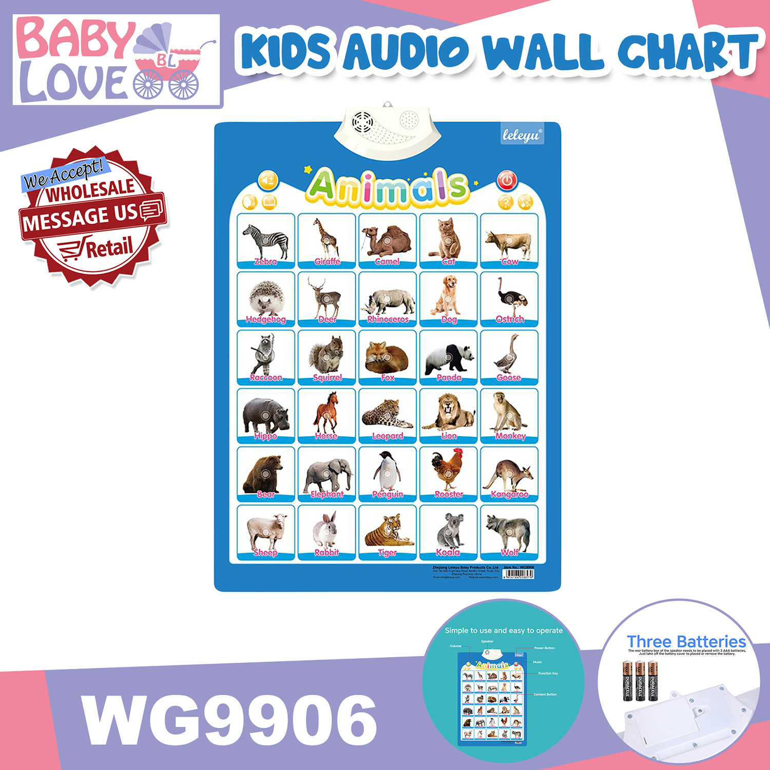 Baby Love WG9907 Talking Chart Educational Chart Baby Chart Audio Wall ...