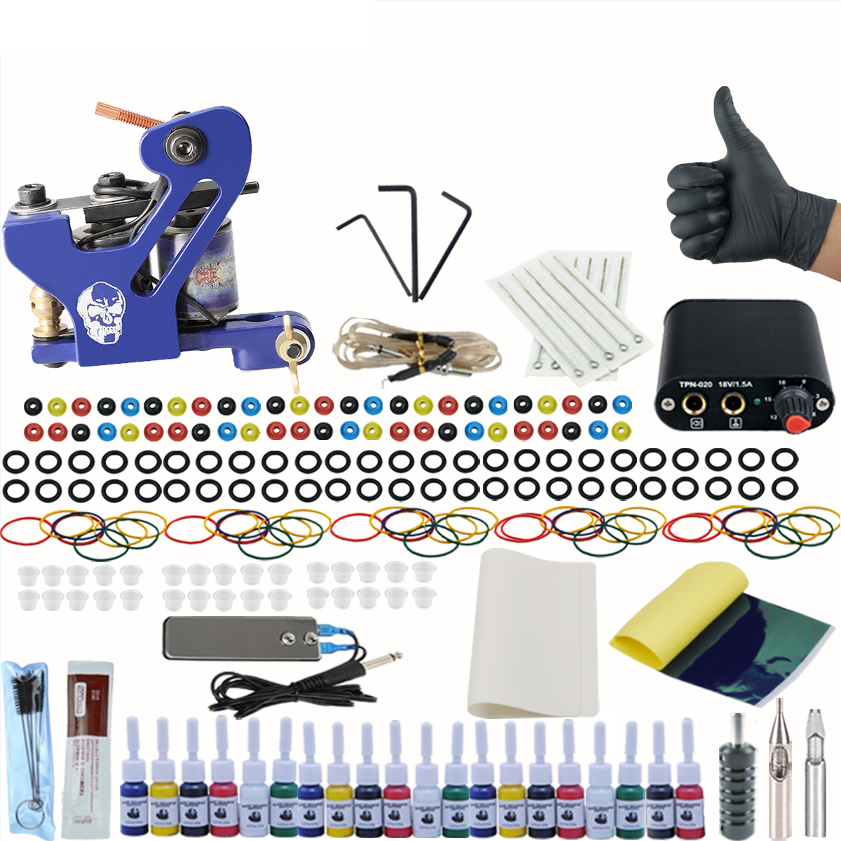 Purple Tattoo Machine Complete Beginner Tattoo Set 1 * Machine 6 Colors ...