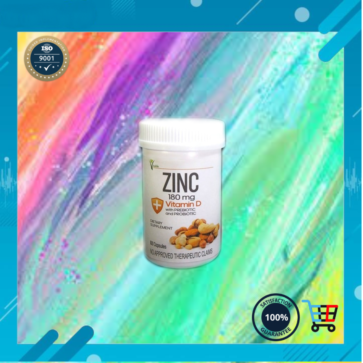 Zinc 180mg Vitalife zinc + Vitamin D w/ Probiotic and Prebiotics Zinc ...