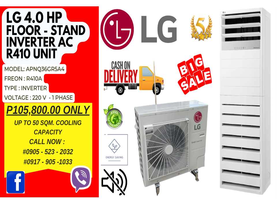 L.G 4.0 HORSEPOWER - 3.0TR FLOOR - STAND SMART INVERTER TYPE AIRCON ...