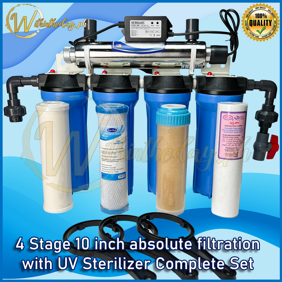 3 Stage 4 Stage Water Filter Complete Set Absolute Filtration 0.5 ...