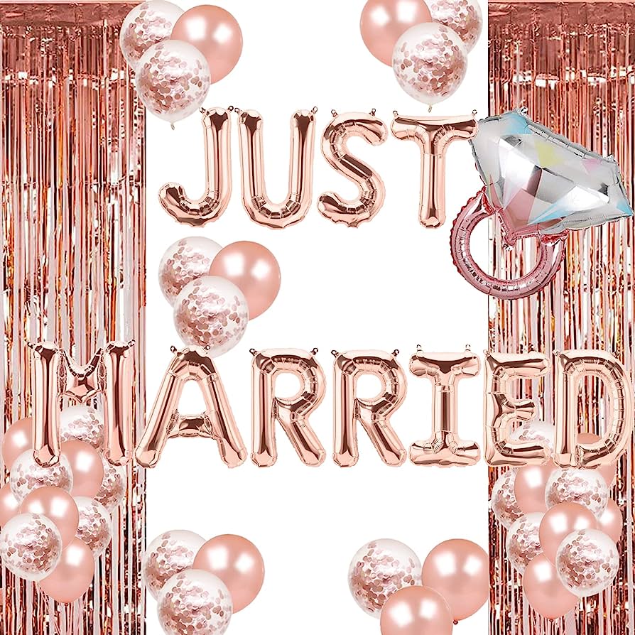 D91☺︎DIY Just Married Wedding Balloons Package, Proposal Party ...