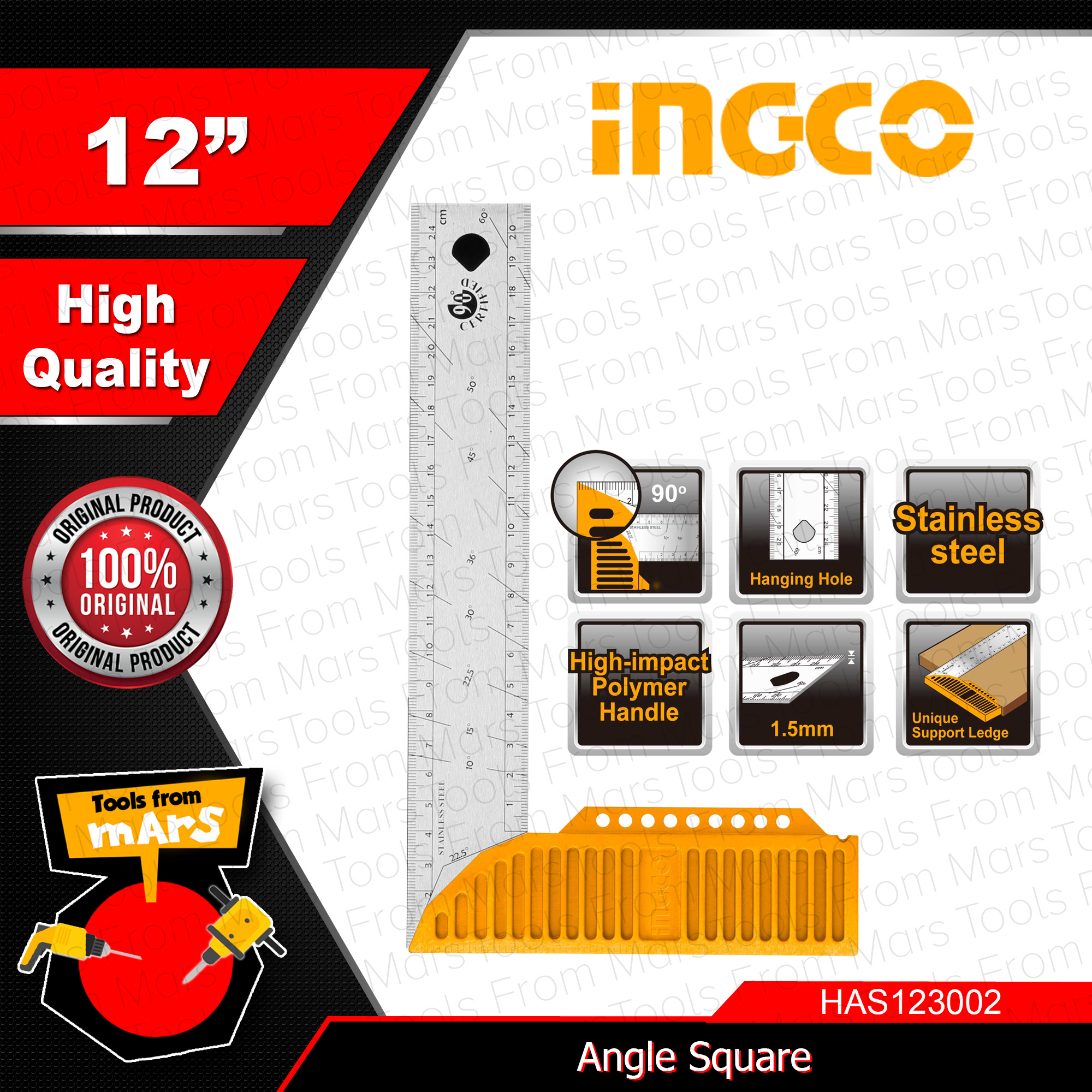 INGCO Angle Square 12 (300mm) HAS123002 •TOOLS FROM MARS• IHT | Lazada PH