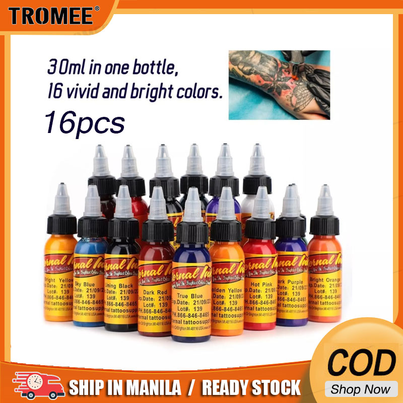 16Pcs Permanent Tattoo Ink Set Body Painting Pigment Permanent Makeup ...