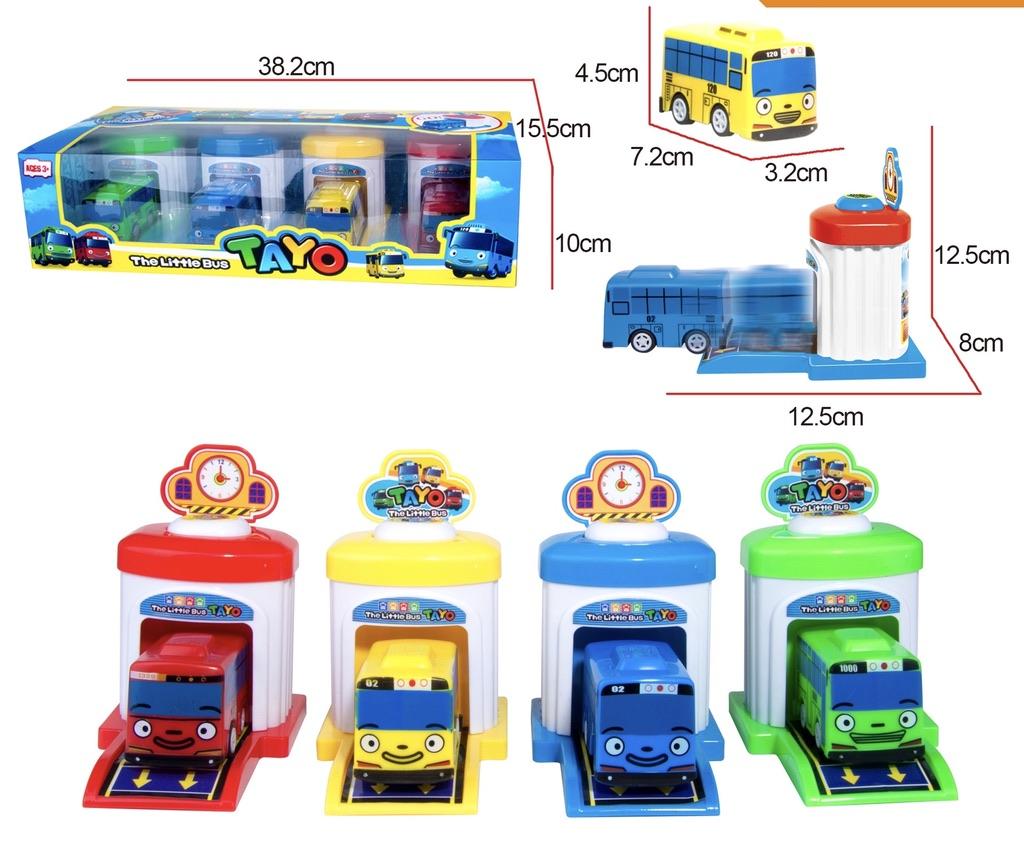 TAYO The Little Bus Garage Push and Go with Parking Stations 4 in 1 Toy ...