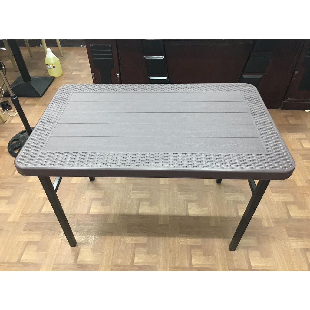 OUTDOORMORE Foldable Plastic Rattan Table Dining Table 61x100/75x75cm ...
