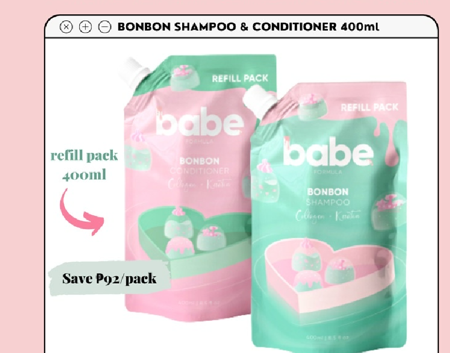 BABE FORMULA BONBON SHAMPOO & CONDITIONER REFILL PACK 400G | Lazada PH
