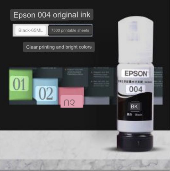 【XMT】Epson 004 original ink L3106 L3115-3119 L1118 printer ink printing ...