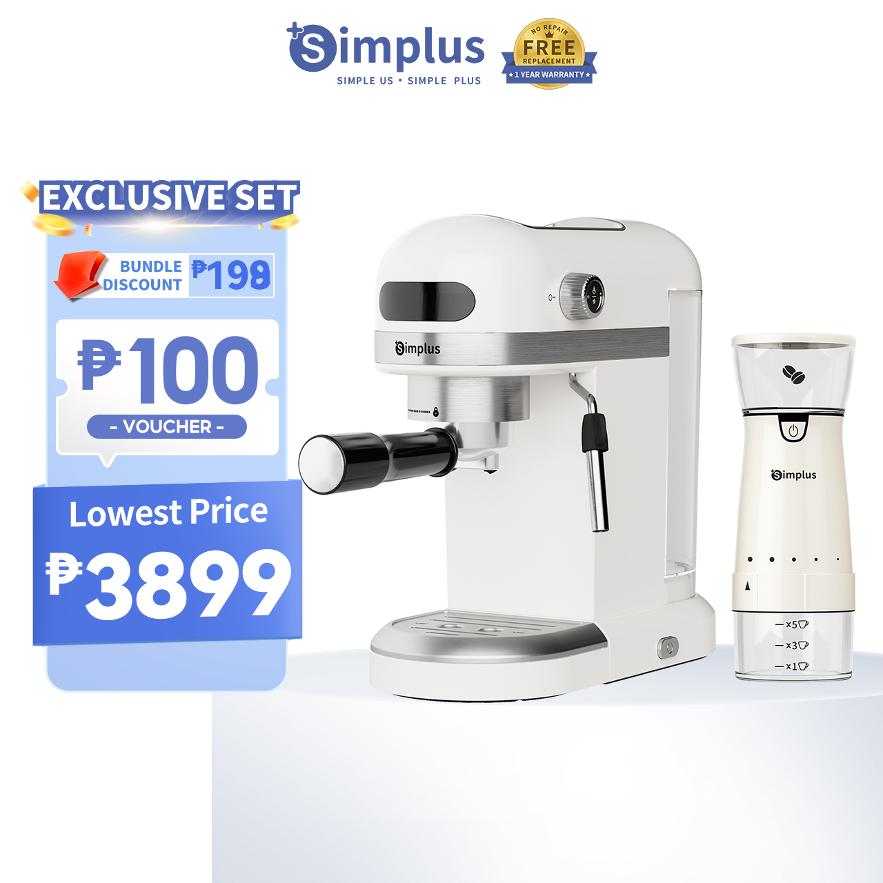 Simplus Semi-Automatic Coffee Machine Electric Espresso Coffee Maker ...