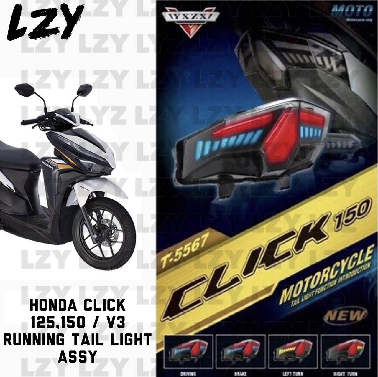 Honda Click 125, 150 V2 / V3 Running Tail Light Signal Light Brake ...