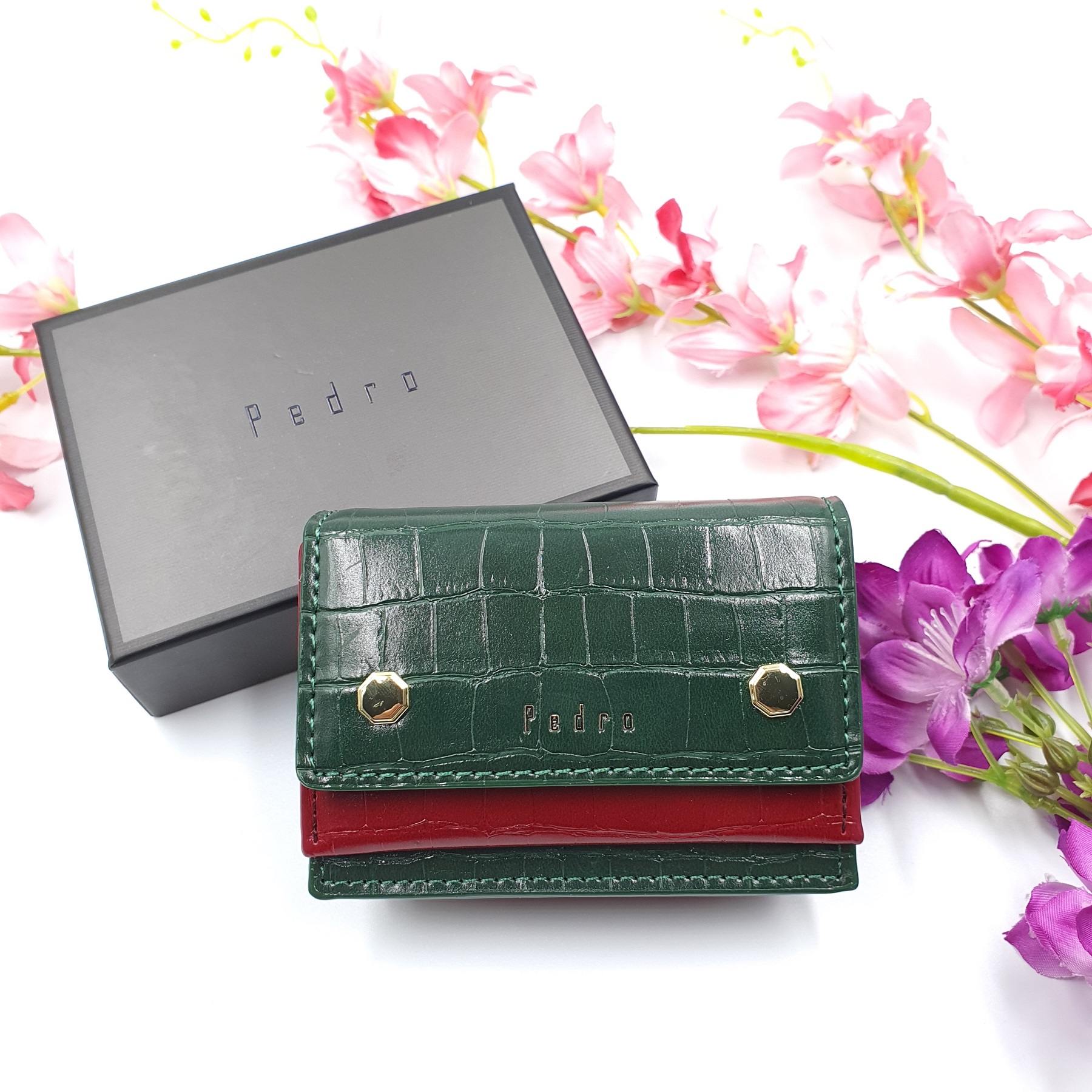 Pedro Women's Croc-Effect Embossed Leather Wallet - Green | Lazada PH