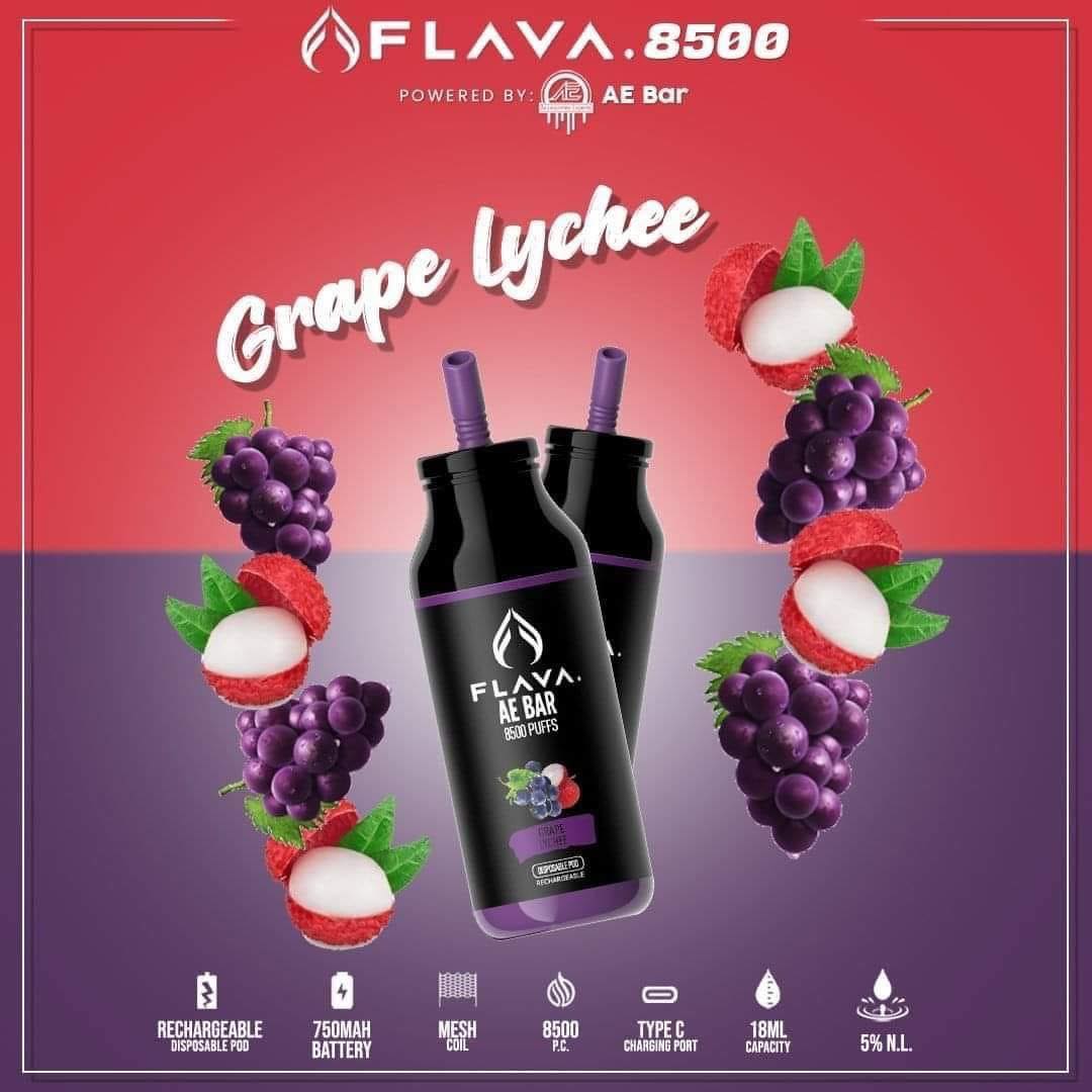 (FAST SHIPMENT) FLAVA AE BAR 8500 Puffs Disposable Rechargeable Vape ...