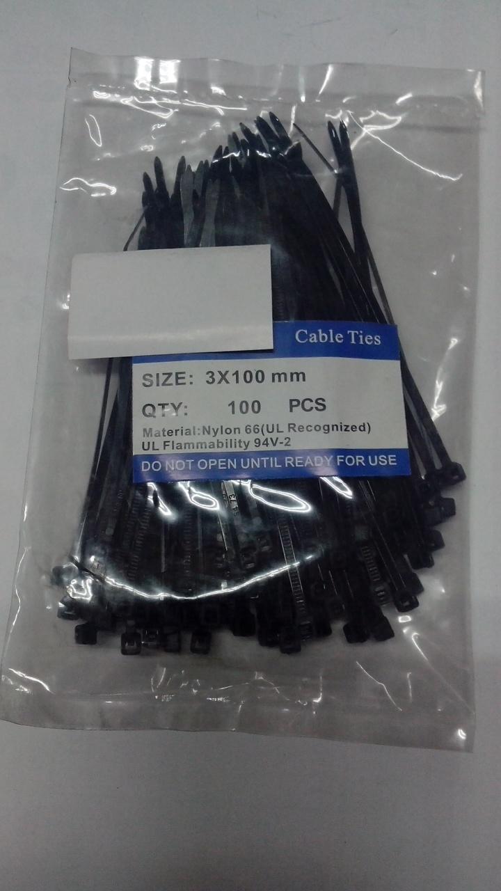 Cable Tie 4in (M2.5 X 100 mm) Black Nylon Cable Tie Zip Tie Cable ...