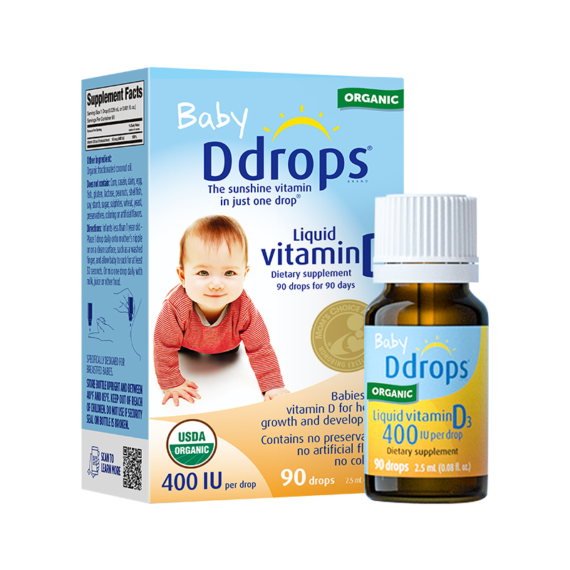 Ddrops Baby Liquid Vitamin D3，Organic Baby 400 IU 90 Drops - Daily Vitamin D Liquid for Infants ...