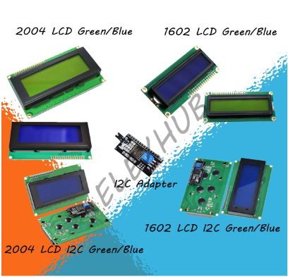 LCD 1602 2004 I2C Blue Yellow Display Module I2C Adapter Arduino ...