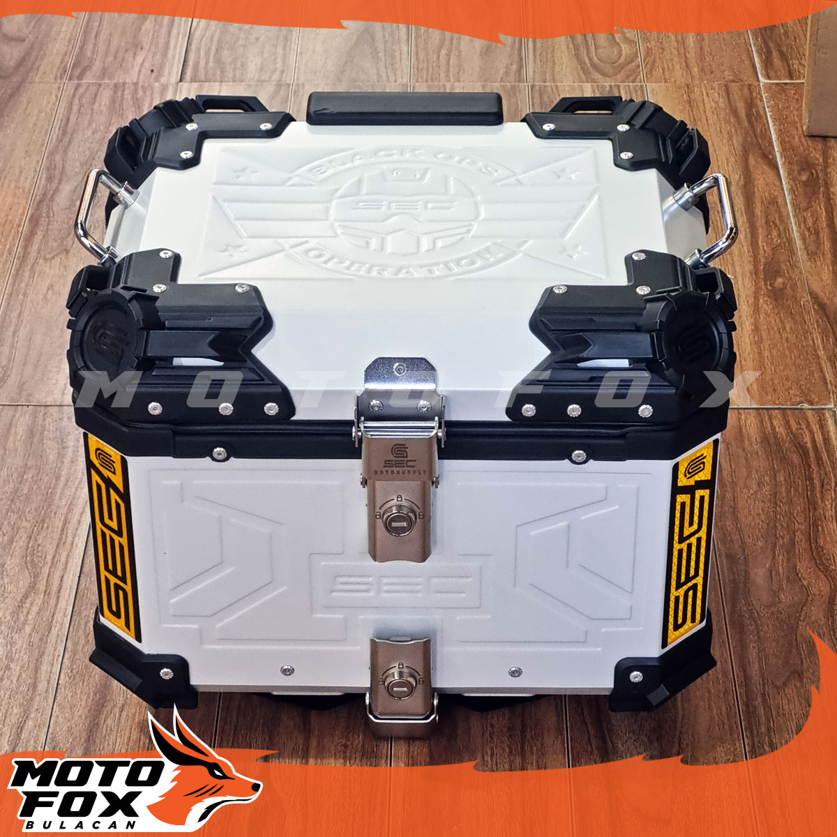 SEC White 45L Alloy Top Box with Back Rest | Lazada PH